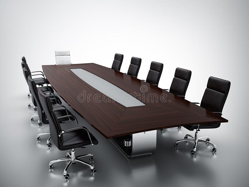 Modern Conference Table with Chairs Isolated Stock Illustration ...