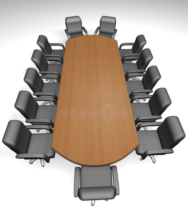 Conference Table With World Map Stock Illustration - Illustration of ...