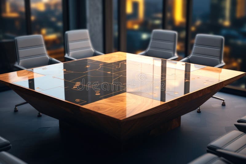 A Conference Table with Chairs and a Map. Suitable for Business ...