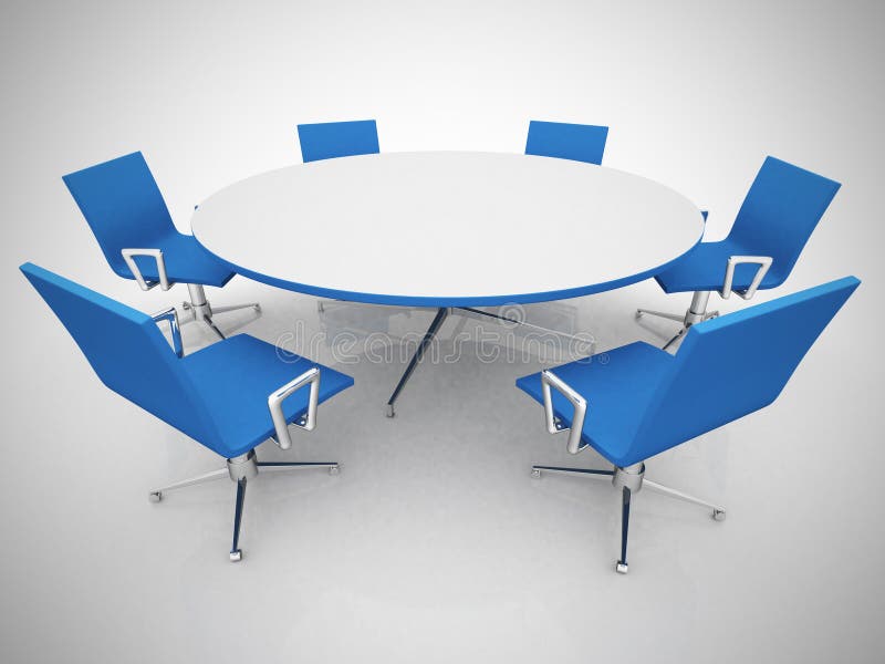 Meeting Room Table with Chairs Around Stock Illustration - Illustration ...