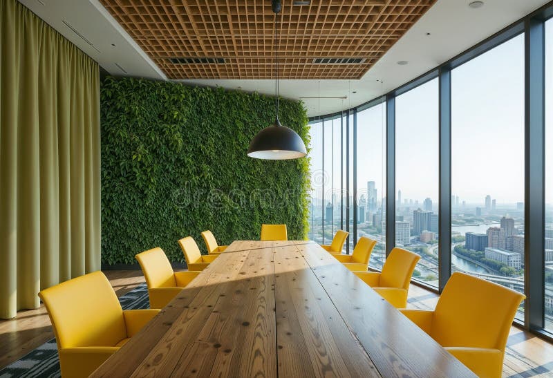 Conference Table and Chairs in Meeting Room Stock Illustration ...