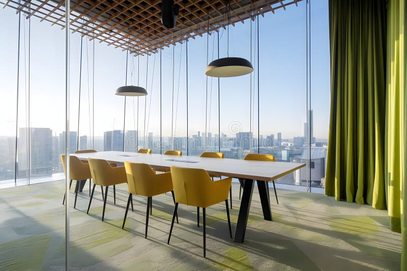 Conference Table and Chairs in Meeting Room Stock Illustration ...