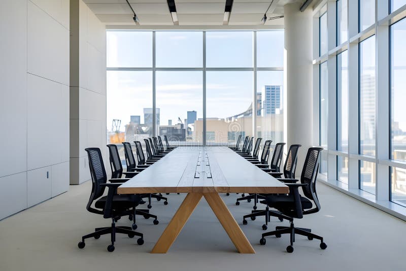 Conference Table and Chairs in Meeting Room Stock Illustration ...