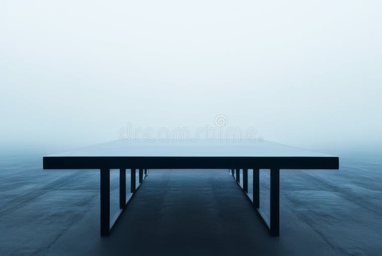 Conference Table and Chairs in the Morning Fog. 3D Rendering Stock ...