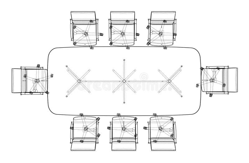 Conference Table and Black Office Chairs. Top View Stock Illustration ...