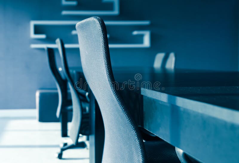 Blue Tone Of Conference Table And Chairs With Sun Light In Meet Stock ...