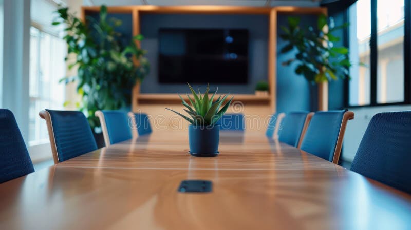 A Conference Table Setup for a Video Conference Call, with Participants ...