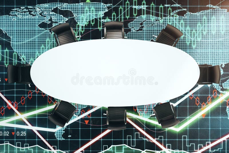 Conference Table with Stock Chart Stock Illustration - Illustration of ...