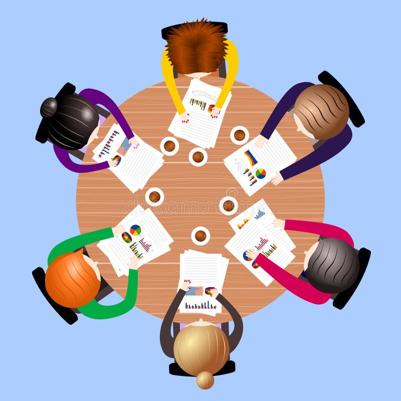 Six People Work Sitting Table Stock Illustrations – 39 Six People Work ...