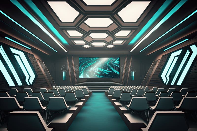 Conference Venue Futuristic, Digital. Generative AI Stock Illustration ...