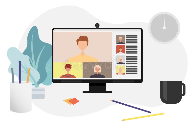 Conference Video Call stock vector. Illustration of employee - 185803040