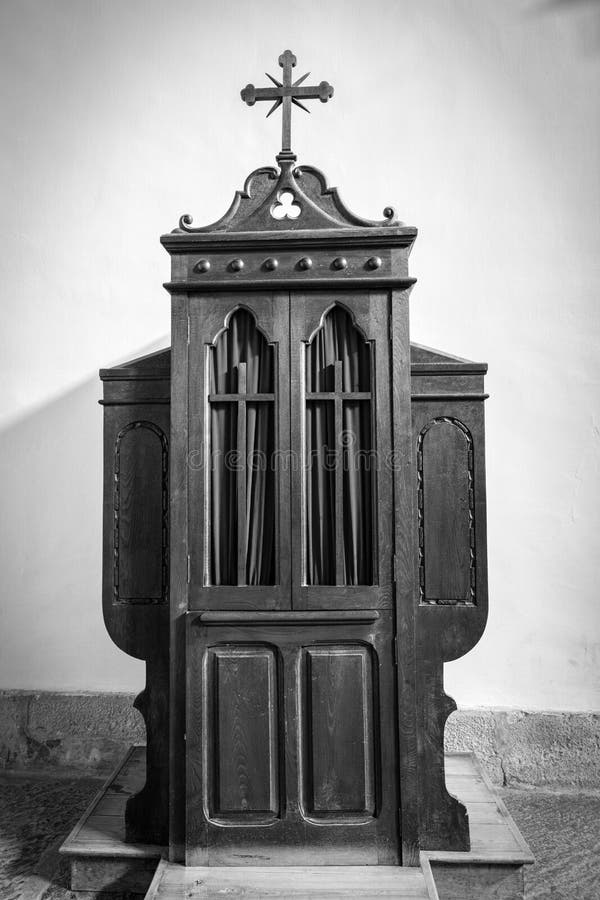 Confessional, the Black-and-white Stock Photo - Image of architecture ...