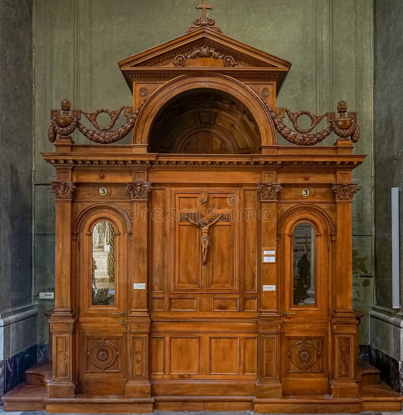 Confessional Box Inside the Basilica Sacro Cuore, Rome, Italy ...