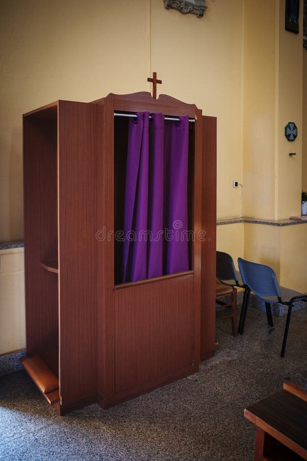 The Confessional of a Catholic Church Stock Image - Image of ancient ...