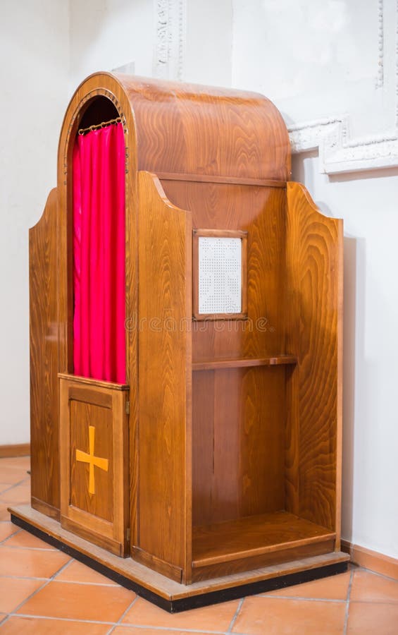 Sinner And Priest In Confession Booth Stock Photo - Image of repent ...