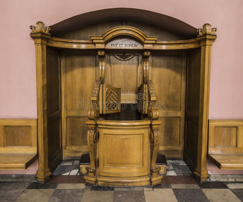 Confessional in the church editorial photography. Image of inside ...