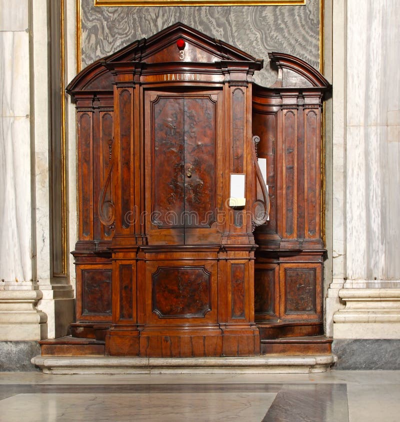 Confessional stock image. Image of interior, roman, wooden - 40334581