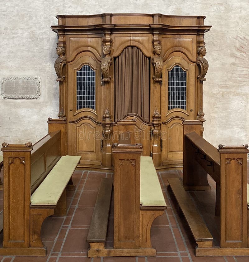 Wooden confessional stock image. Image of wooden, confessional - 166017715