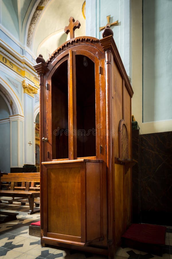 Confessional stock photo. Image of cross, antique, chapel - 76755278