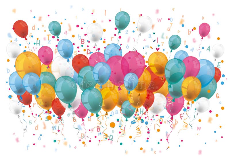 Confetti Balloons Letters Numbers Stock Vector - Illustration of ...