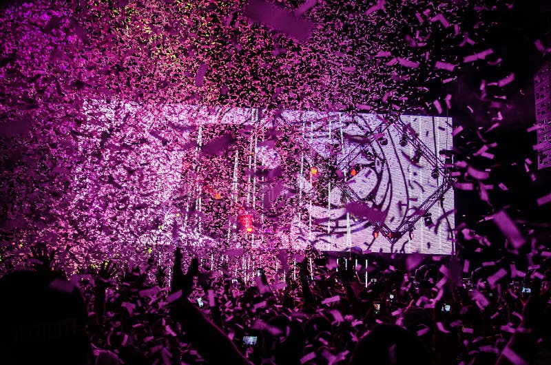 Concert confetti blast stock photo. Image of party, cannons - 257662832