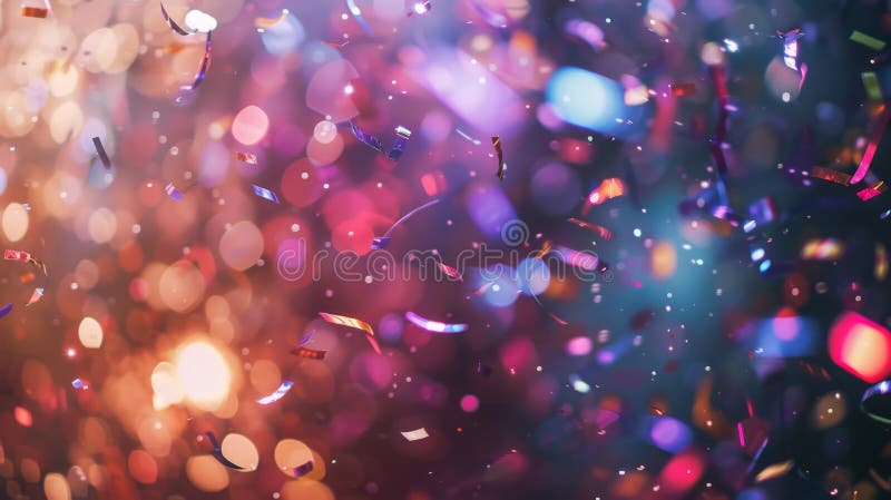 Confetti and Bokeh Lights Celebration Background Stock Illustration ...