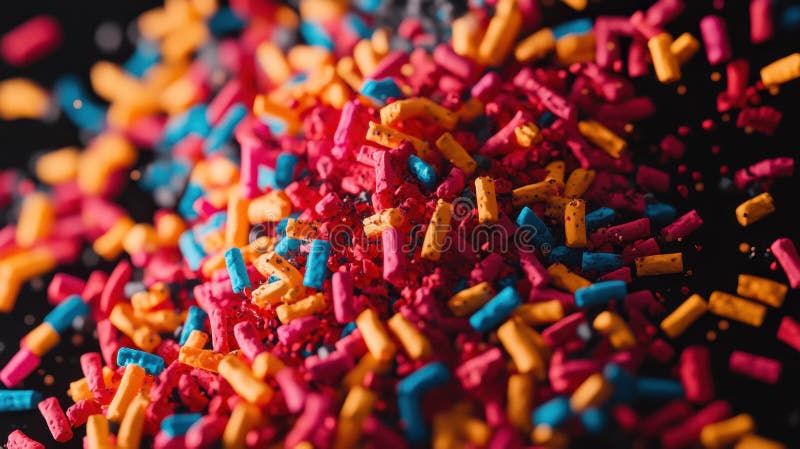 Confetti Burst a Colorful Symphony of Sprinkles on Dark Stock Image ...