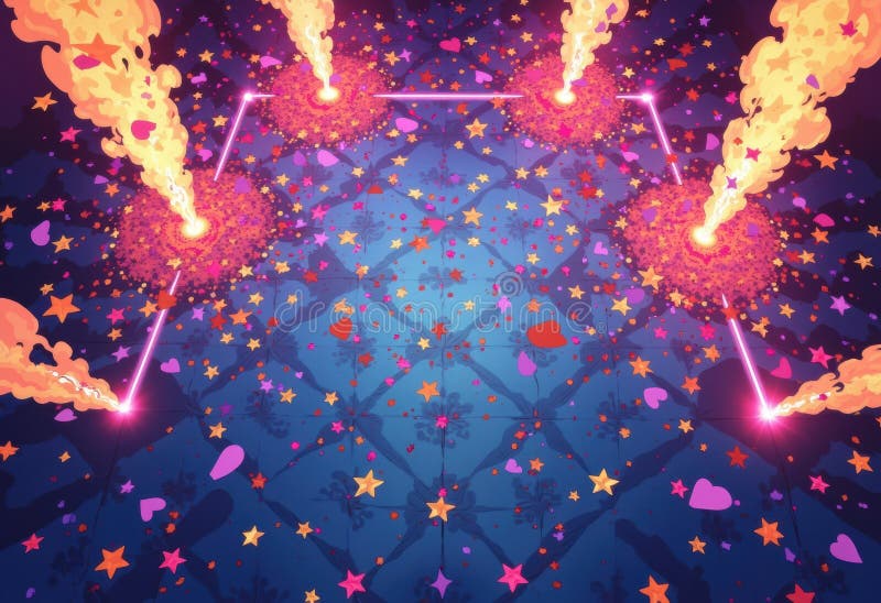Confetti Cannons Exploding Over a Vibrant Dance Floor Filled with ...