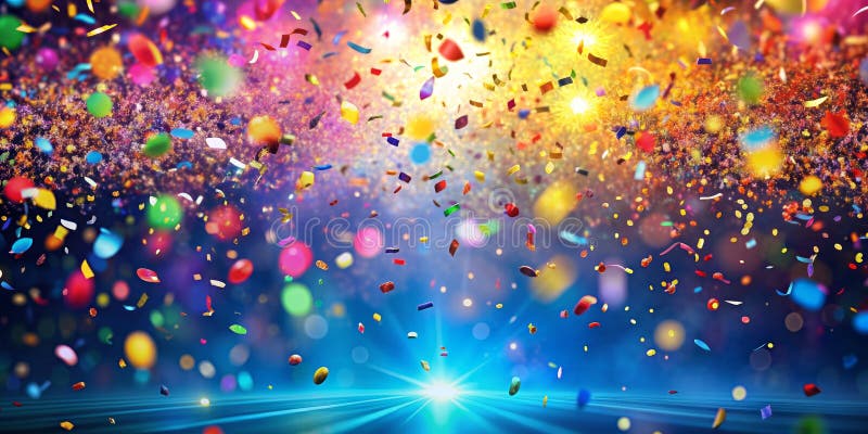 Confetti Celebration with Fireworks and Glittering Background, Confetti ...