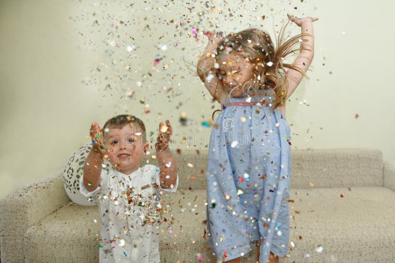 Confetti Colorful Rain on a Birthday Celebration Stock Image - Image of ...