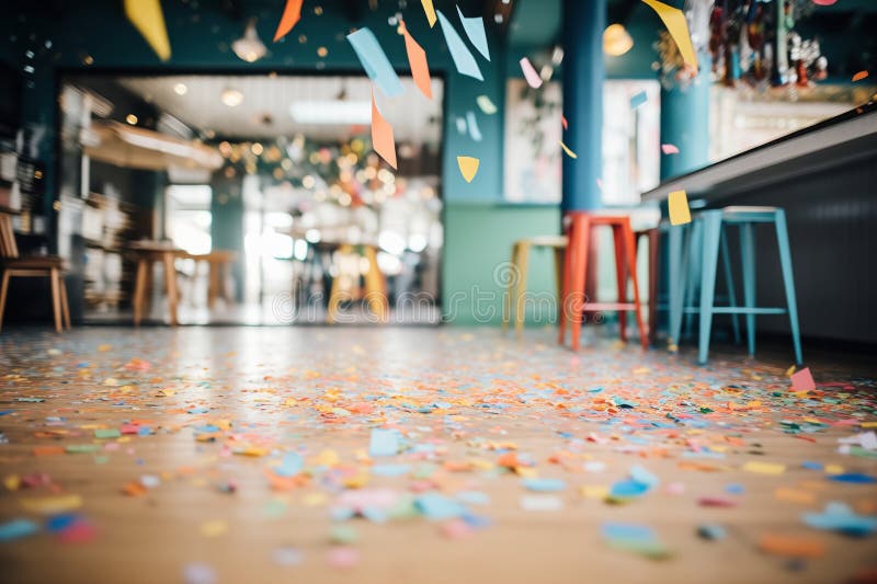 Confetti Covering the Floor of a Party Venue Stock Image - Image of ...