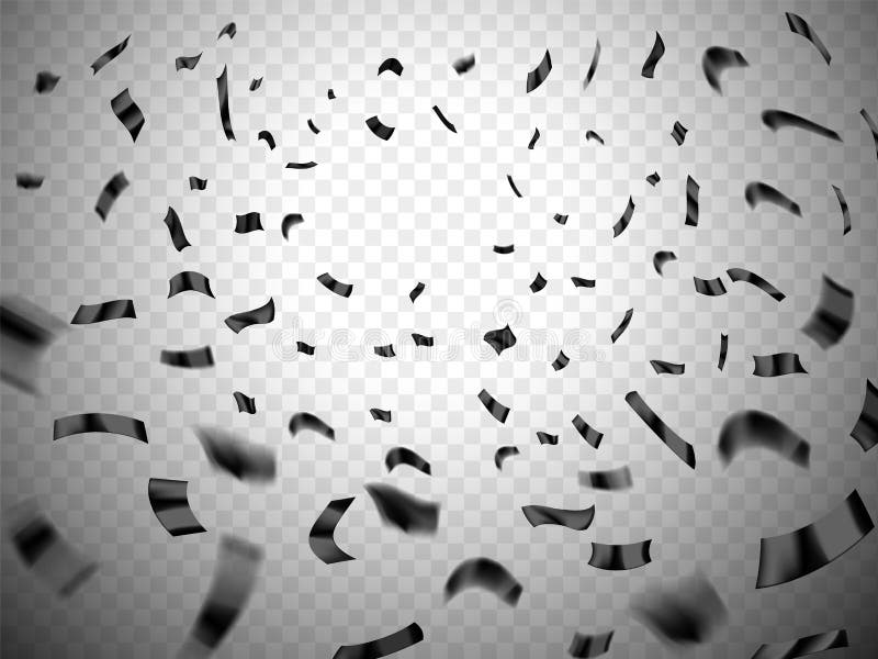 Confetti Explosion on Transparent Background. Black, Dark Realistic ...