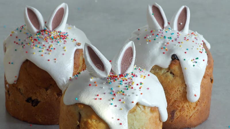 Confetti is Falling on Bunny Ears Easter Cake Stock Video - Video of ...