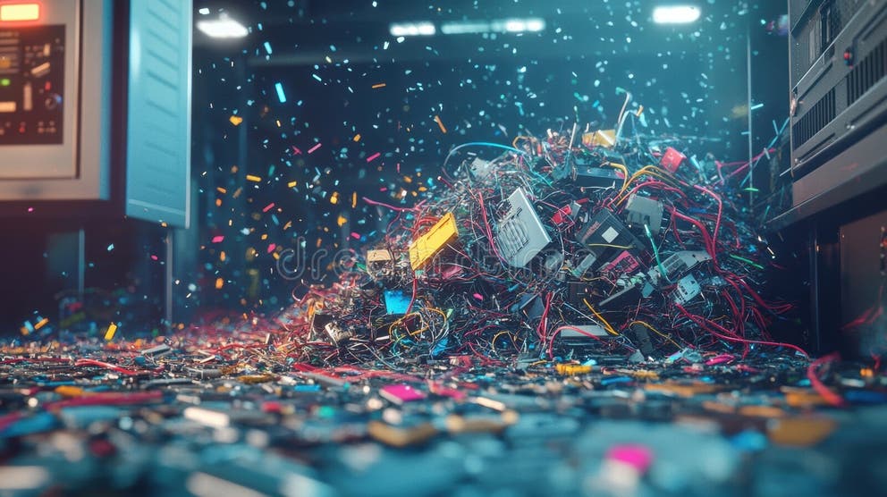 Electronic Waste Creating a Big Pile of Cables and Components Stock ...