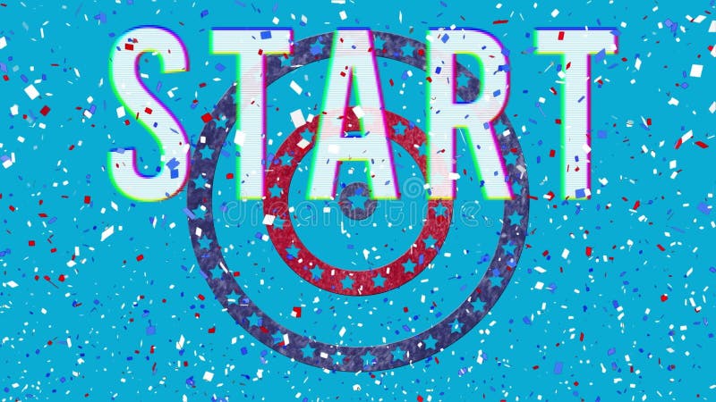 Confetti Falling Over Start Text and Stars on Spinning Circles on Blue ...