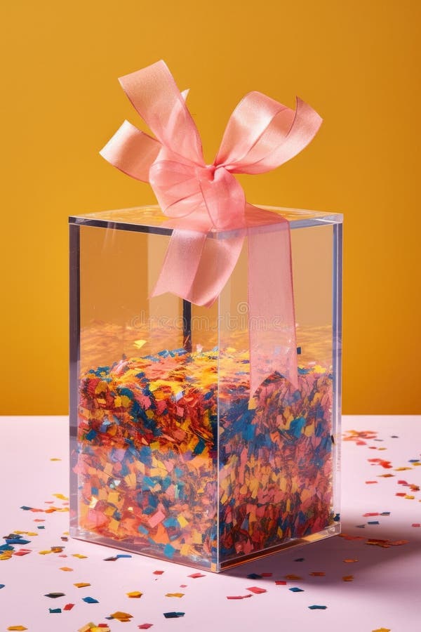 Confetti-filled Transparent Gift Box for a Festive Surprise Stock ...