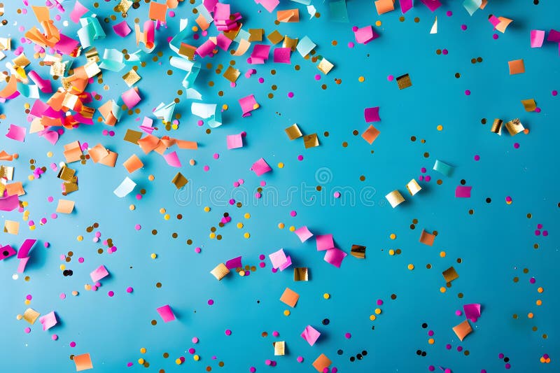 Confetti Flying Against a Blue Backdrop Creating a Festive and Vibrant ...