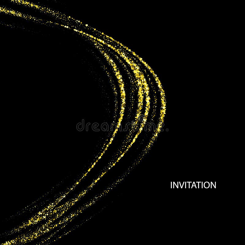 Confetti Glittering Wave. Vector Golden Sparkling Comet Tail on Black ...