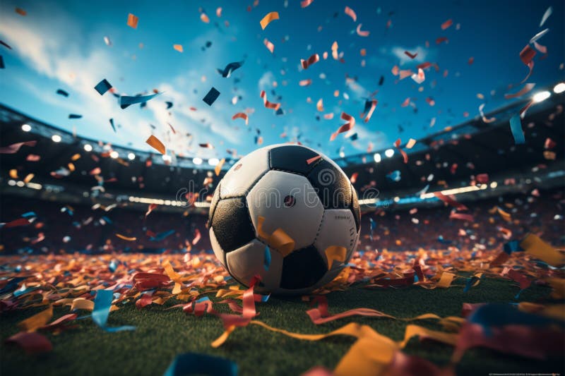 Confetti Glory Victory Celebration Time at the Soccer Stadium with ...