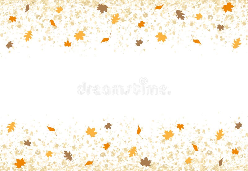 A Gold Glitter Confetti Border with Fall Leaves on White Stock Vector ...