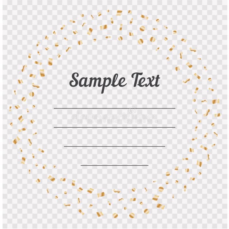 Confetti Golden and Tiny. with Sample Text. Falling on Transparent ...