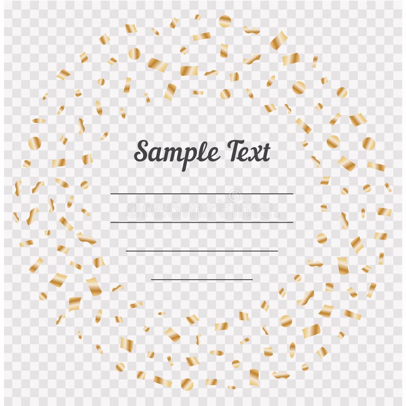 Confetti Golden and Tiny. with Sample Text. Falling on Transparent ...