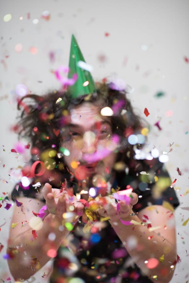 Confetti man on party stock photo. Image of beautiful - 81077900