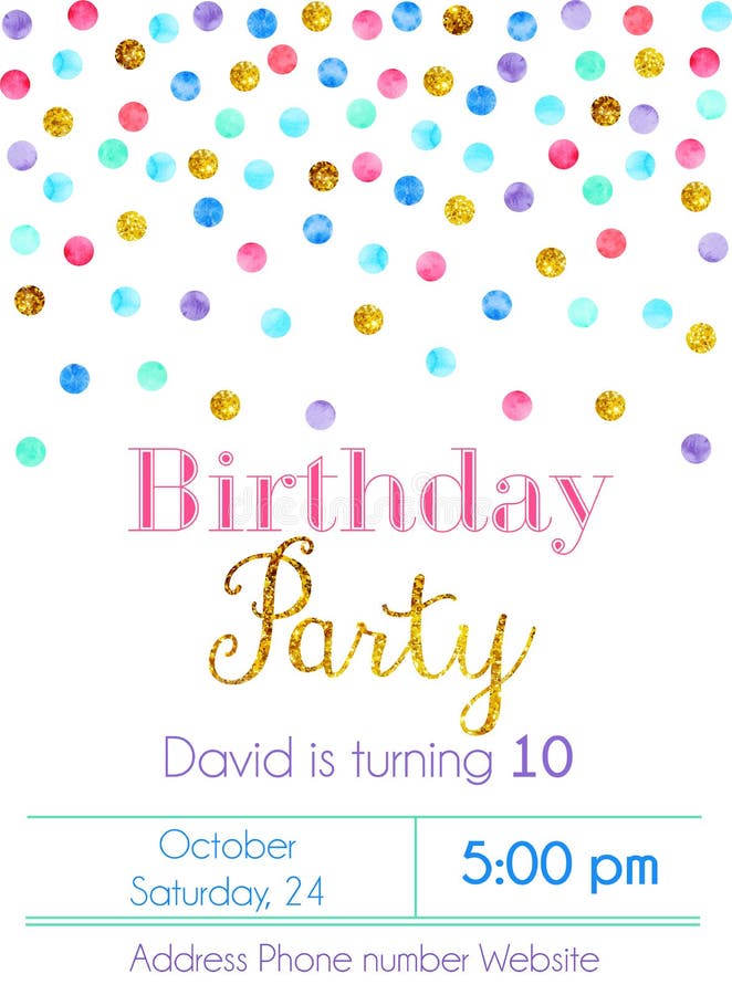 Confetti Party Invitation Card Stock Vector - Illustration of celebrate ...