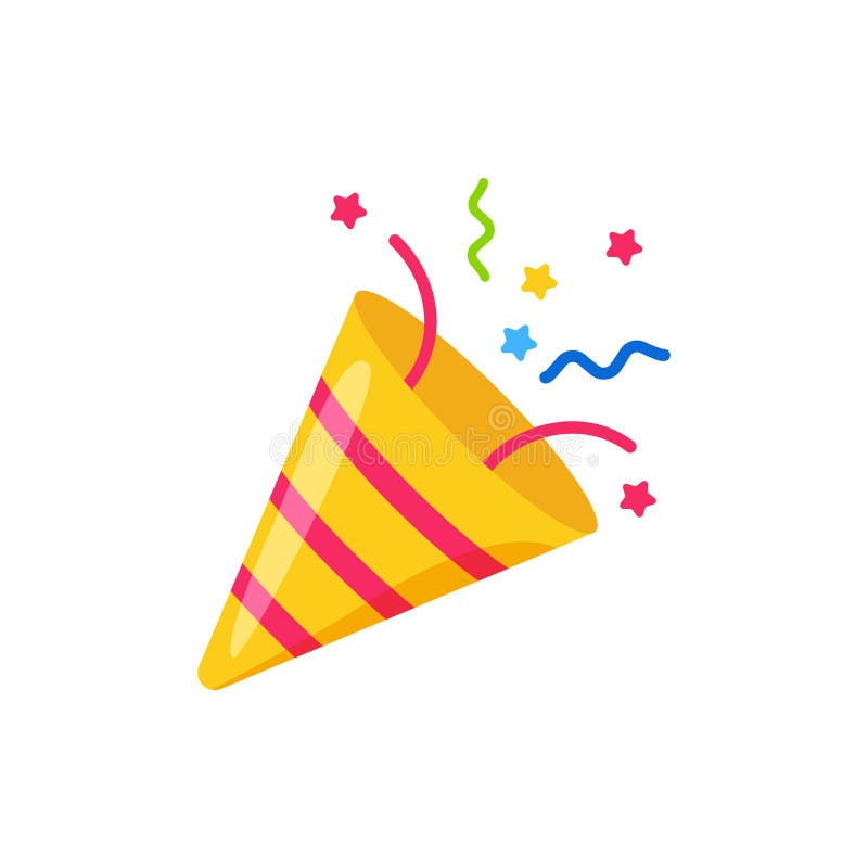 Confetti Party Popper Icon, Fireworks Logo, Cap, Flat Design. Vector ...
