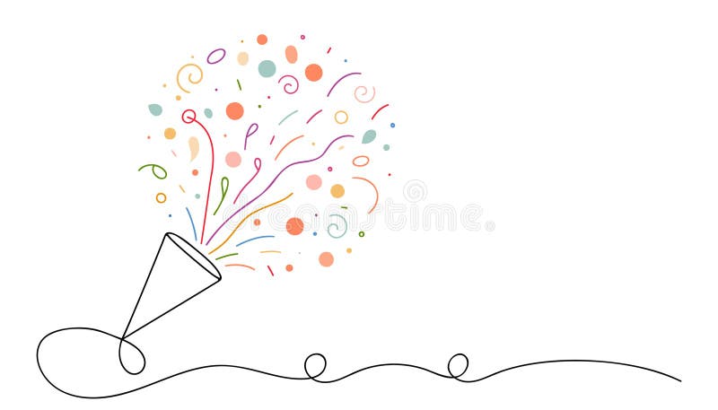 Party Popper One Line with Ribbon and Confetti .Congratulate and ...