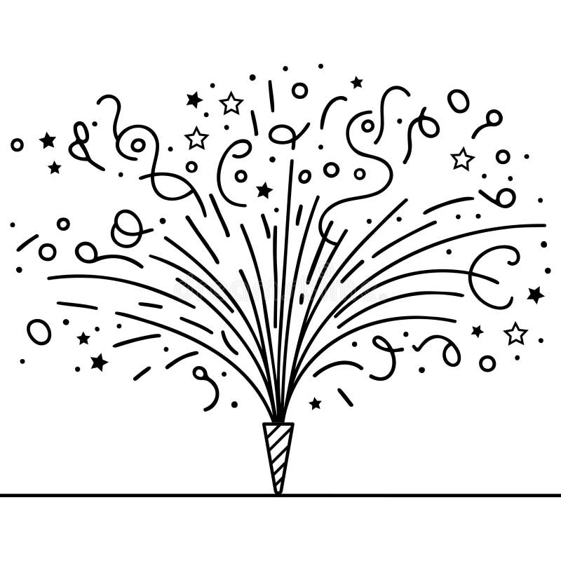 Party Popper One Line with Ribbon and Confetti .Congratulate and ...