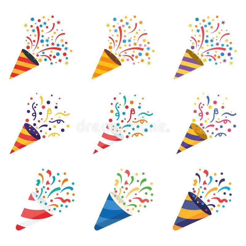 Confetti Party Popper Icon Vector, Set Logo Illustration Isolated on ...