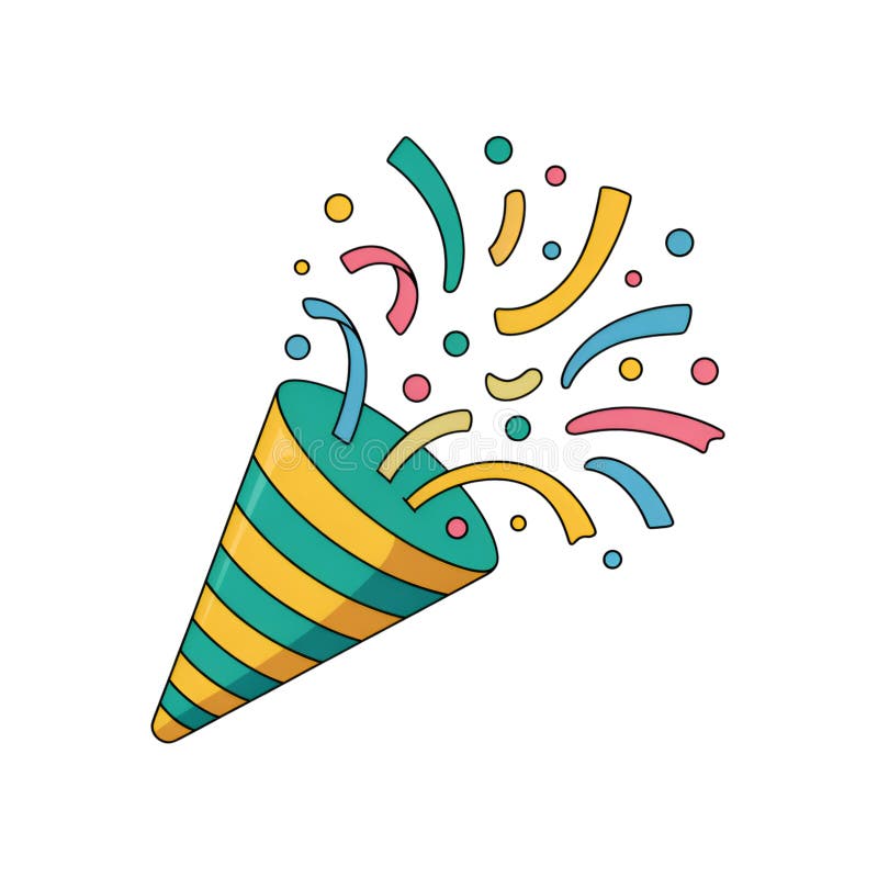 Confetti Popper with Streamers and Confetti on a White Isolated ...