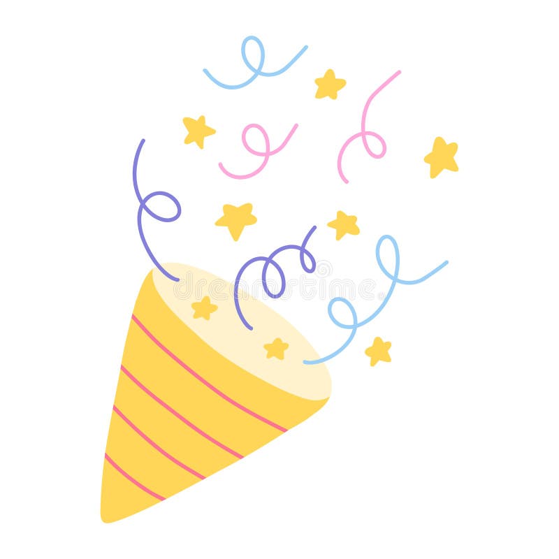 Confetti Popper for Party. Isolated Confetti, Explosion, Firecracker ...